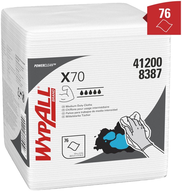 Poetsdoek WypAll X70 PowerClean 305x317mm 12x76vel wit 8387 ...